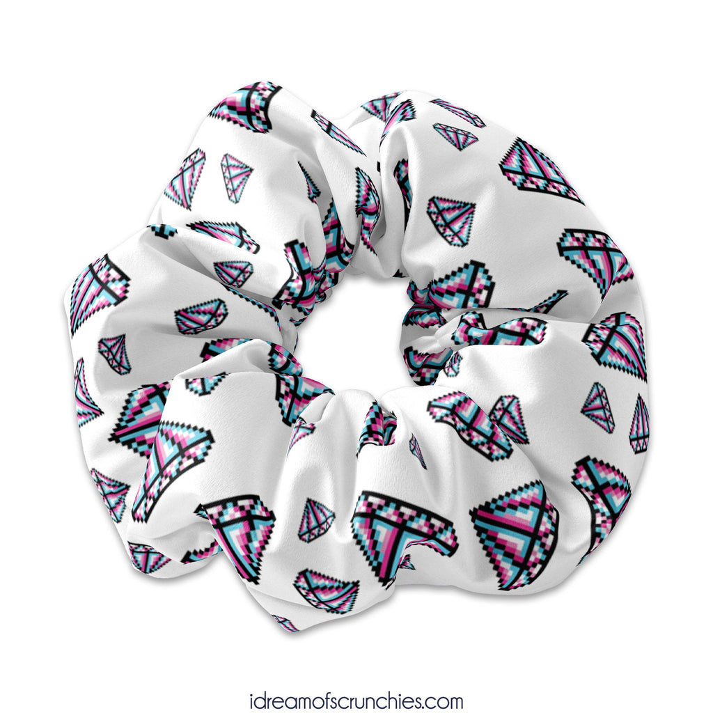 Pink and Blue Pixel Diamond Scrunchie Hair Ties, Pixel Diamonds Scrunc ...